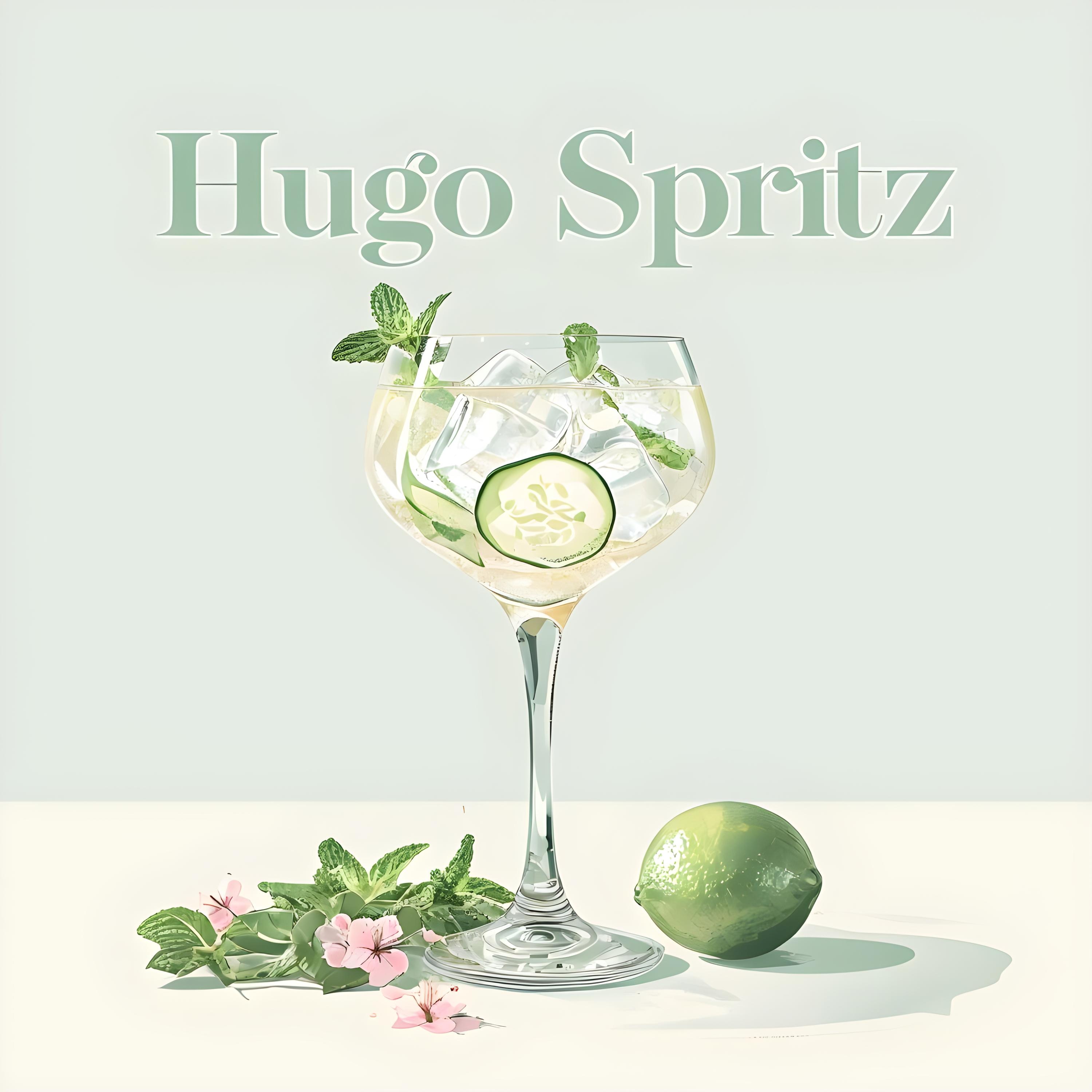 Hugo Spritz Cocktail Print, Elegant Glass, Summer Drink (digital ...