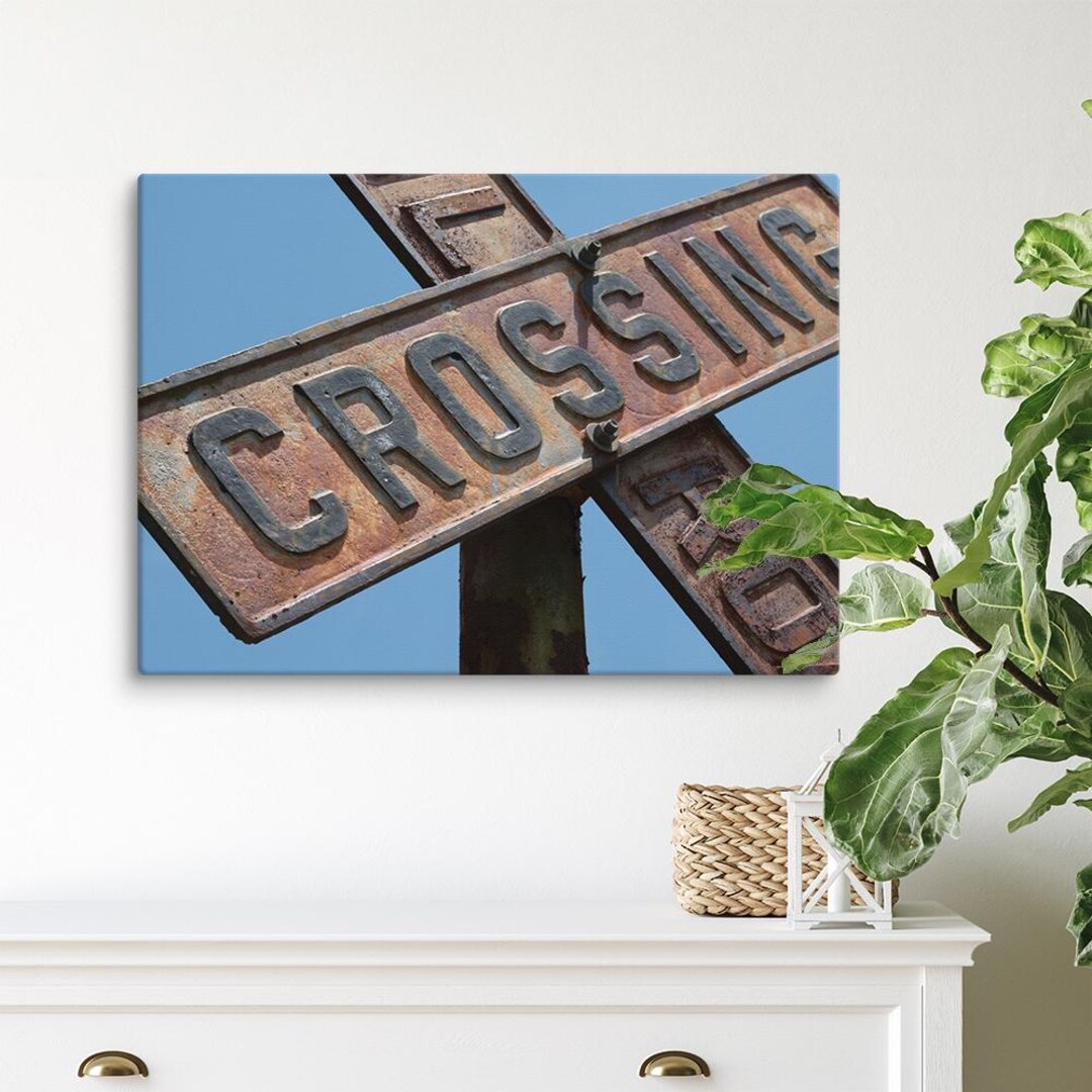 Rustic Crossbuck Railroad Crossing Sign Canvas Print - Etsy