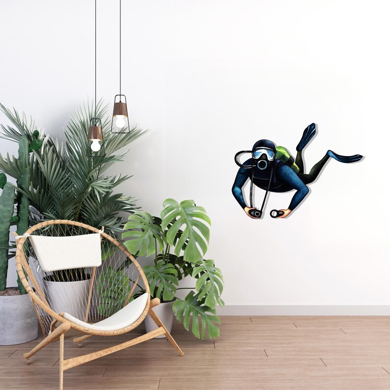 Scuba Diver Metal Wall Art With Underwater Camera – Ocean Inspired ...
