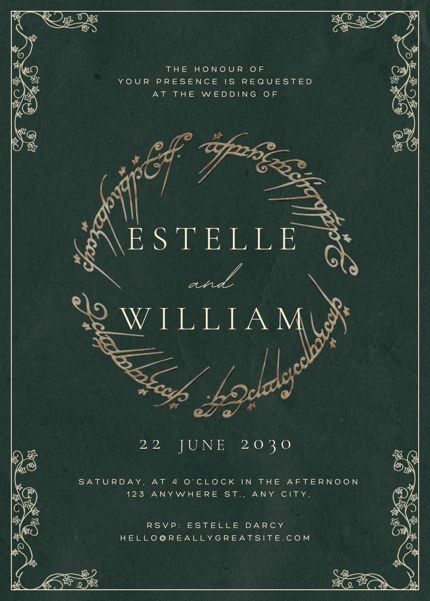 Lord of the Rings Wedding Invitation Custom - Etsy