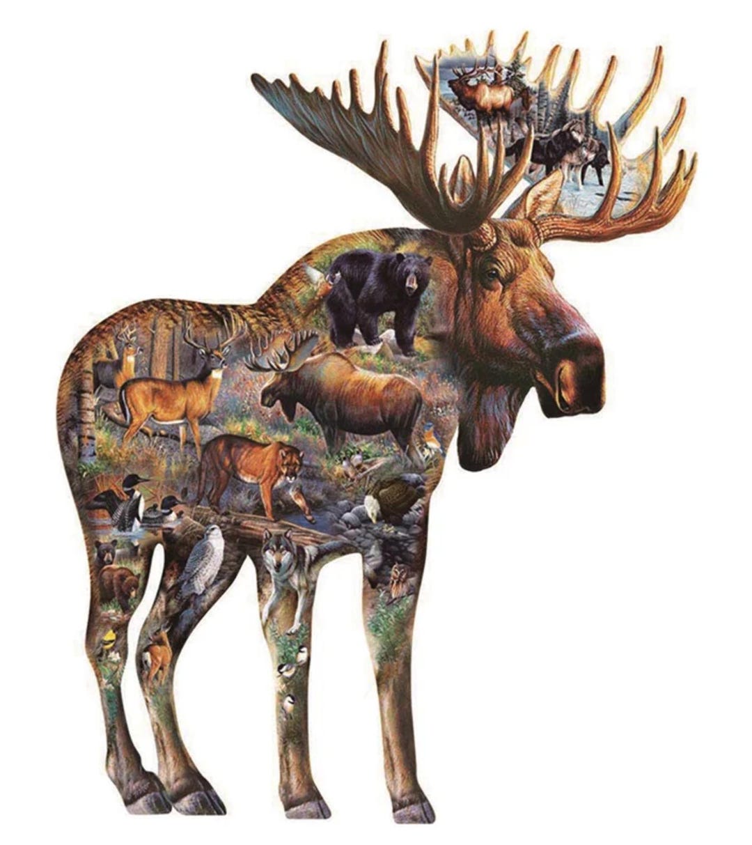 Wildlife Moose Wooden Puzzle assembled - Etsy