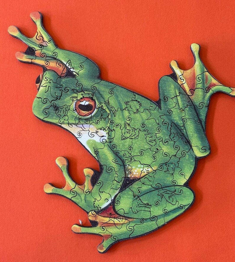 Tree Frog Wooden Puzzle assembled - Etsy