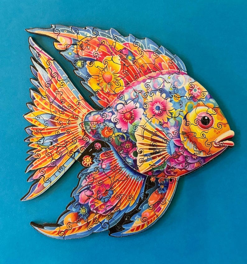 Pastel Fish Wooden Puzzle assembled - Etsy