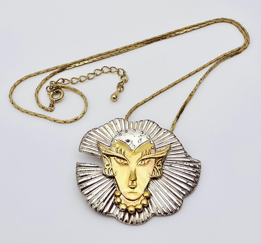 Signed Kargh Klingon Star Trek Pendant Necklace, Gold & Silver Tone Sci ...