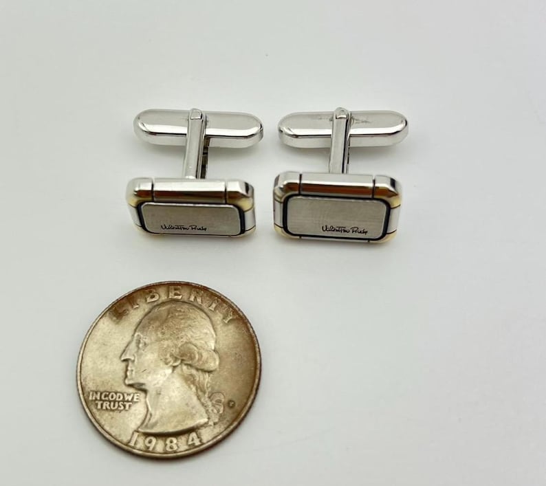 Valentino Rudy Men’s Two-tone Rectangular Cufflinks – Elegant Silver ...