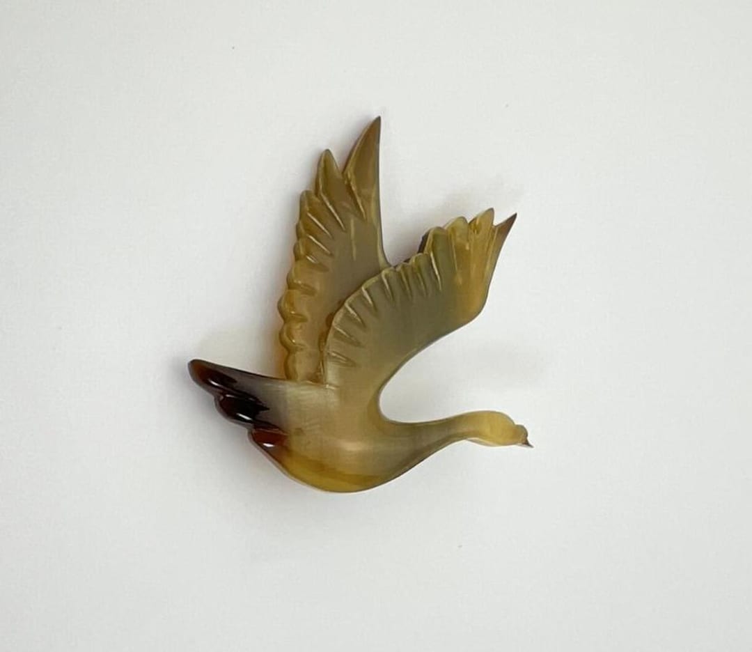 Vintage Horn Goose Brooch – Elegant 7x7 Cm Handcrafted Bird Pin With ...