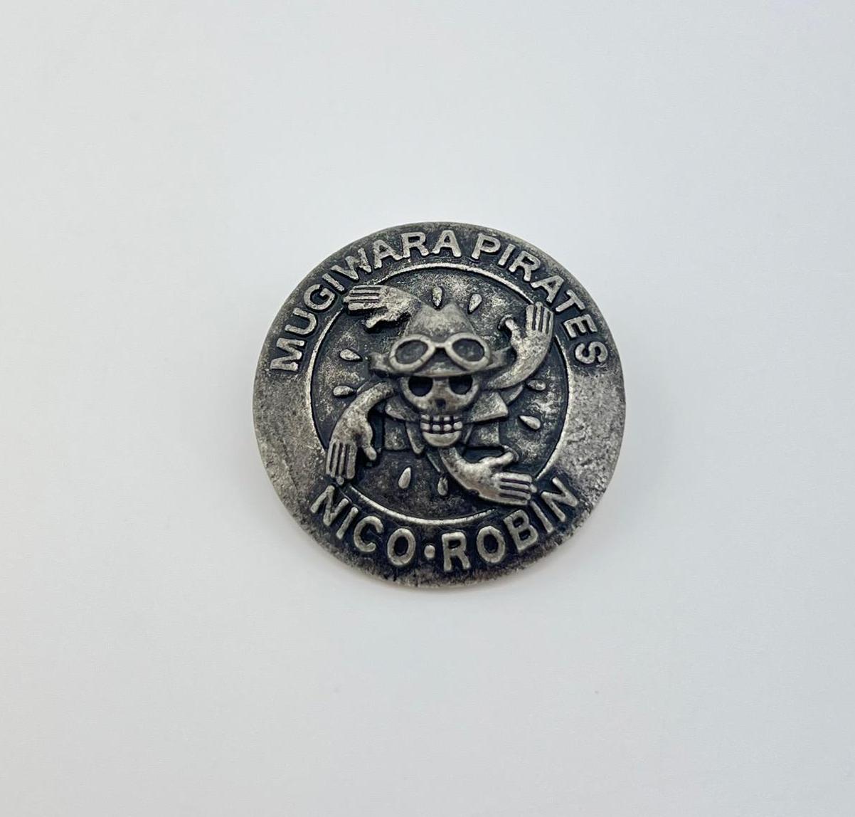 One Piece Nico Robin Mugiwara Pirates Badge Brooch - Skull Design With ...