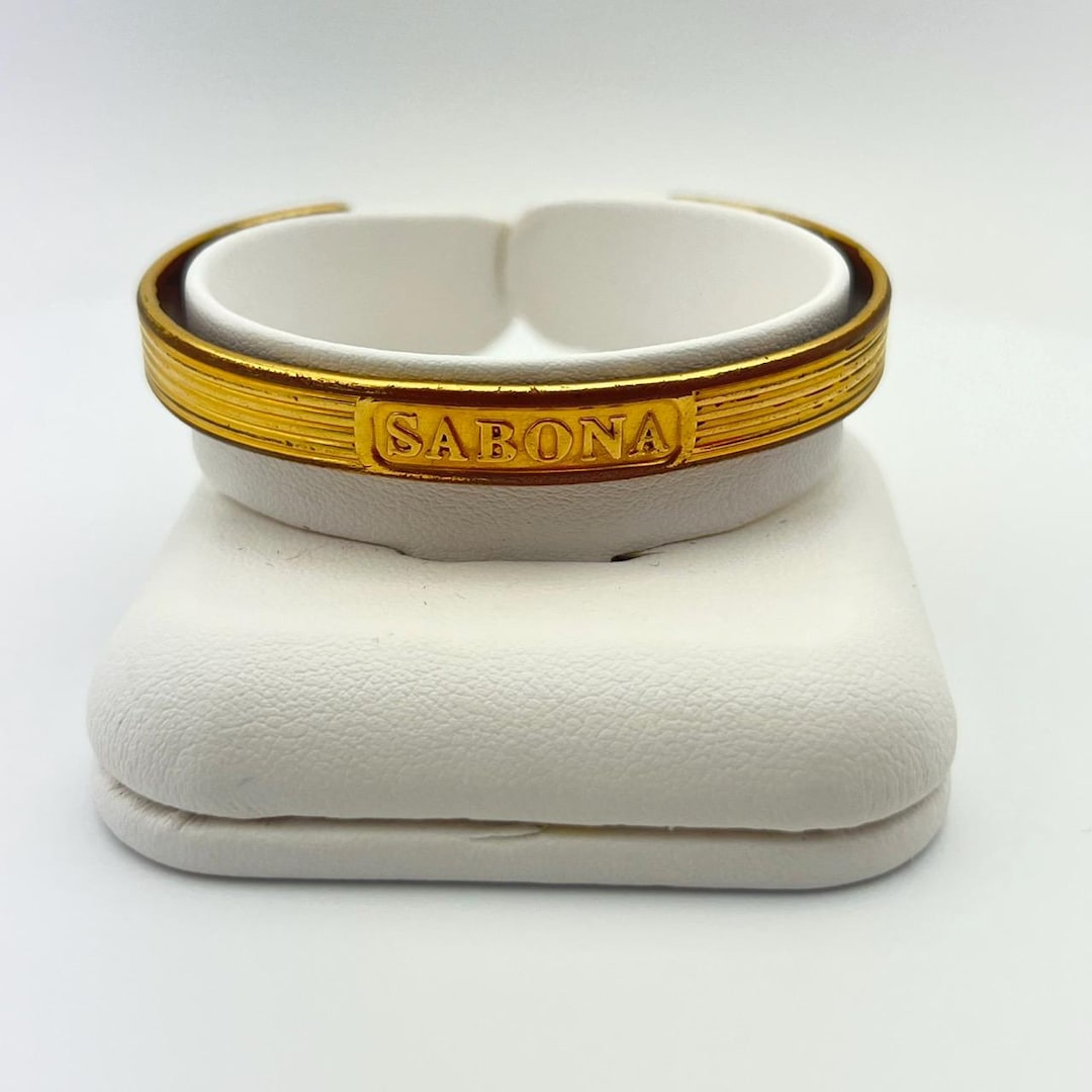 Sabona London Gold-tone Vintage Cuff Bracelet - Elegant Engraved Design ...