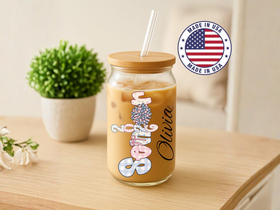 Personalized Cheer Senior Night Gift, 16 Oz Iced Coffee Glass With ...