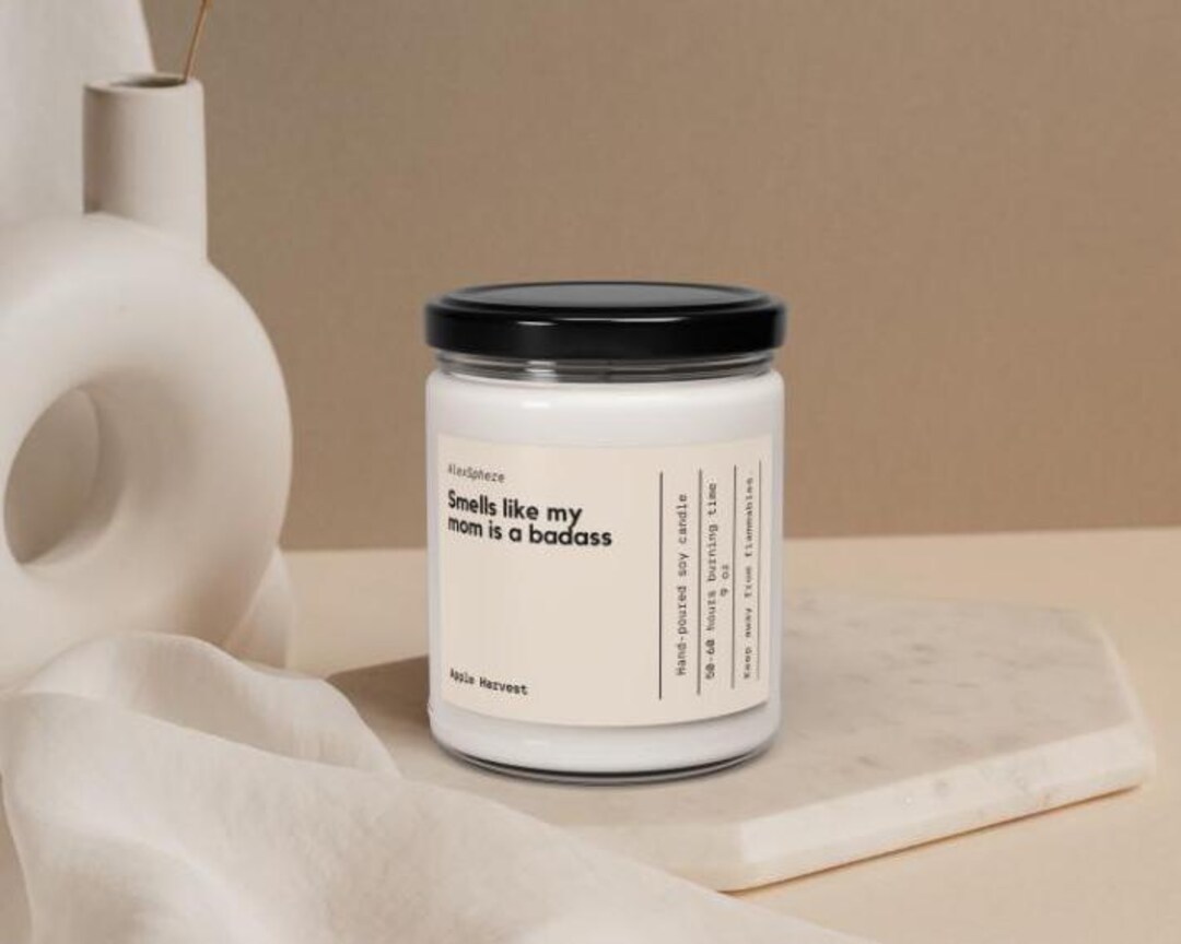 Smells Like My Mom is a Badass 9 Oz Scented Candle Gift, Perfect Funny ...