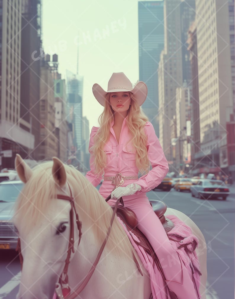 Cowgirl Poster, Girly Western Aesthetics, Retro Western Wall Art, Pink ...