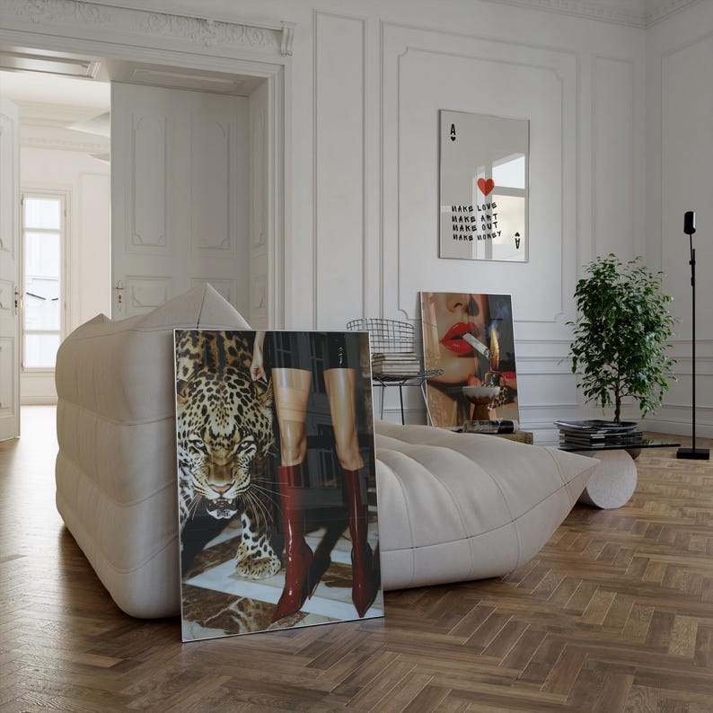 Retro Girly Prints Gallery Red Leopard 70s Wall Art Cheetah Print ...