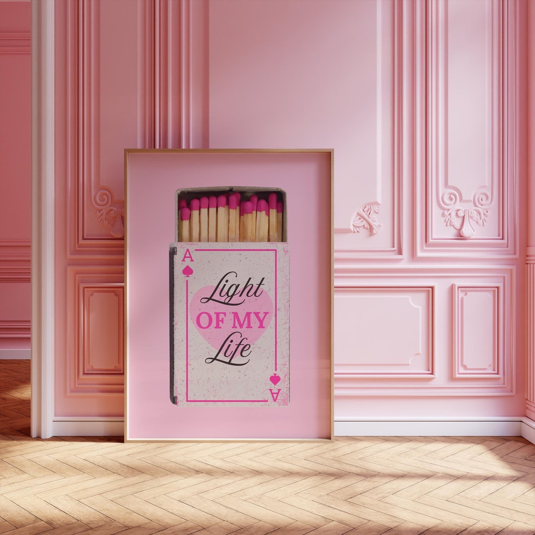 Pink Playing Card Matchbox Print, Trendy Wall Art Retro Ace of Spades ...