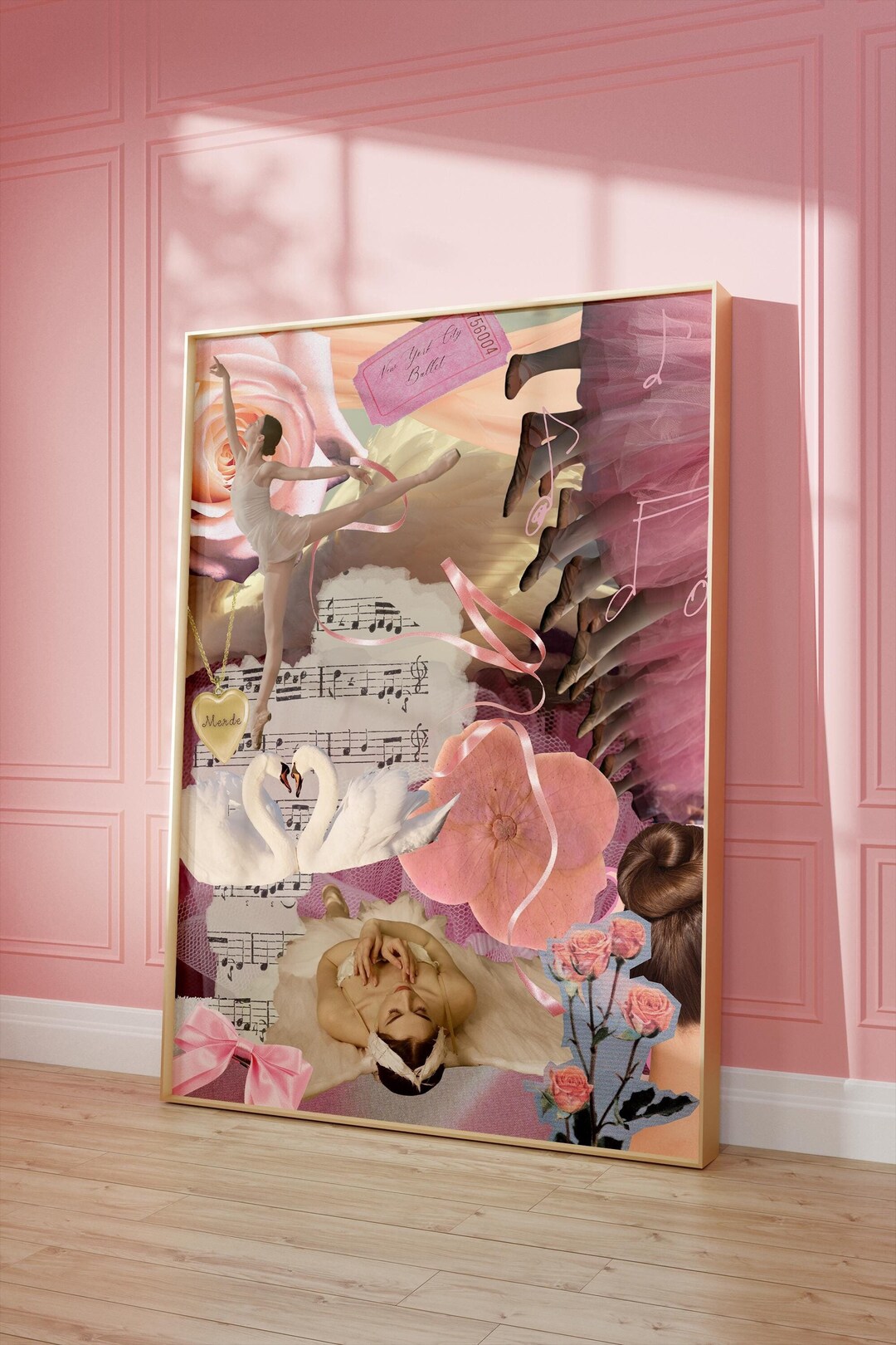 Balletcore Printable Wall Art & Coquette Decor - Preppy Pink Collage ...