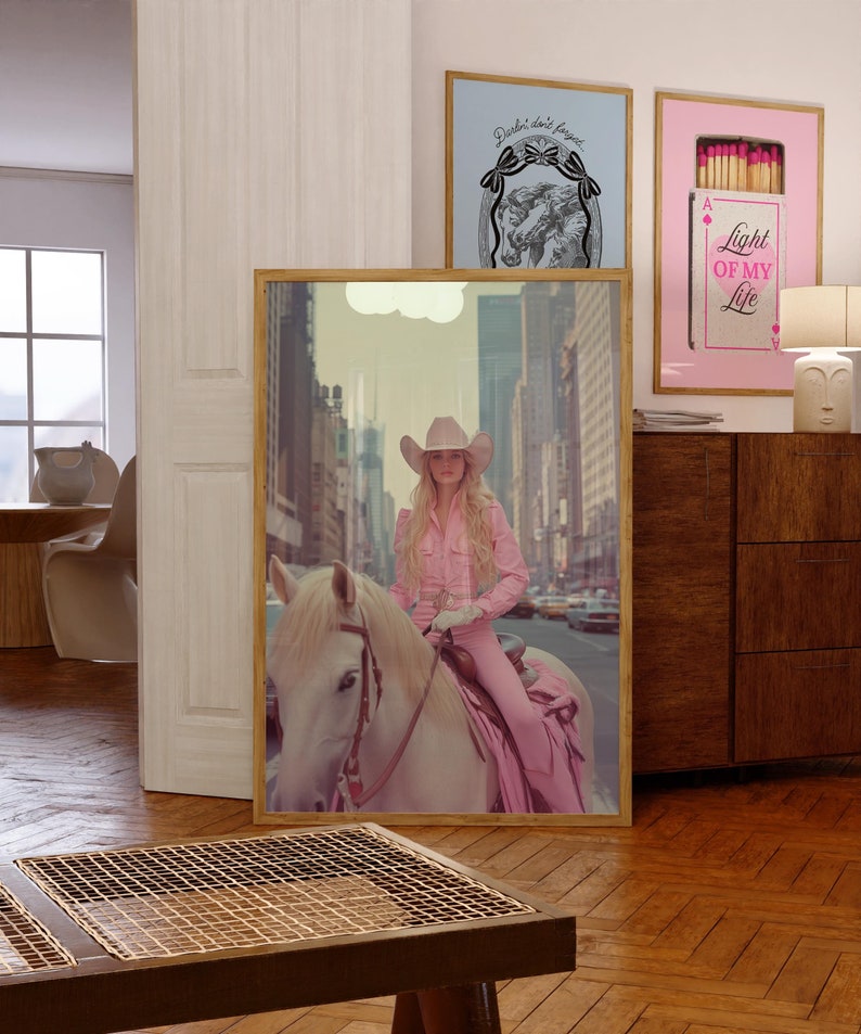 Cowgirl Poster, Girly Western Aesthetics, Retro Western Wall Art, Pink ...