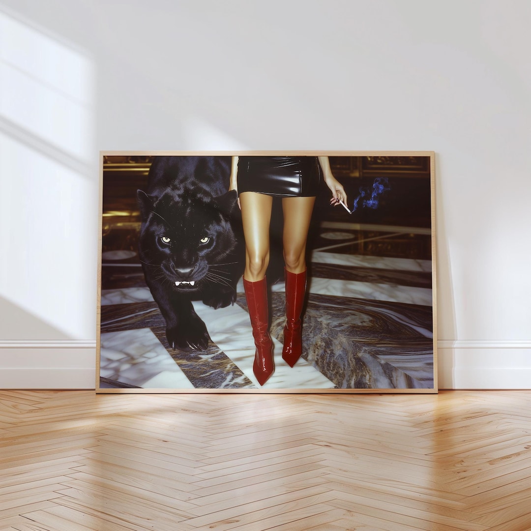 High Fashion Print, Luxury Wall Art, Fashion Model & Panther Poster ...