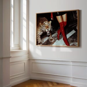 Trendy Red Boots Print Retro Leopard Poster High Fashion Poster ...