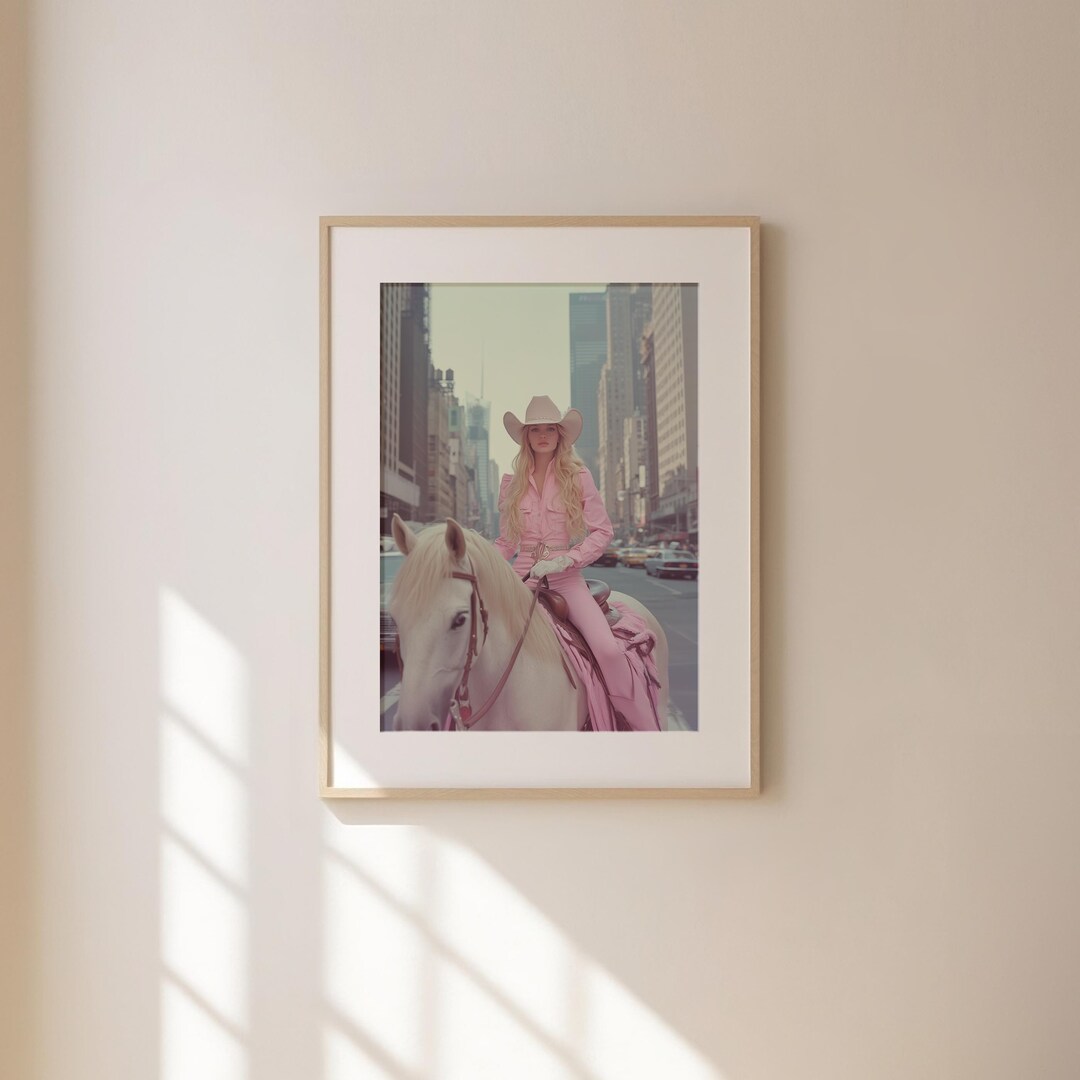 Cowgirl Poster, Girly Western Aesthetics, Retro Western Wall Art, Pink ...