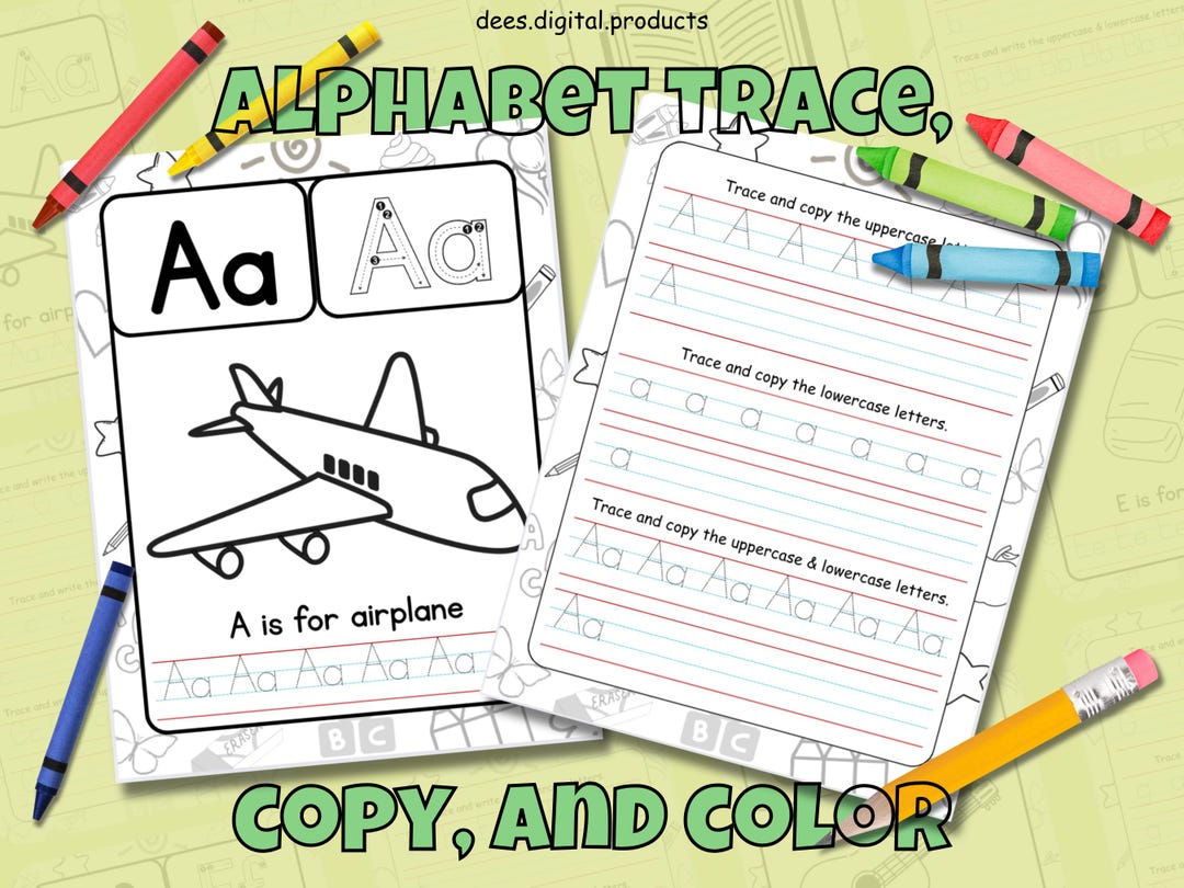 Alphabet Tracing, Copying & Coloring 56 Pages Printable Worksheets A to ...