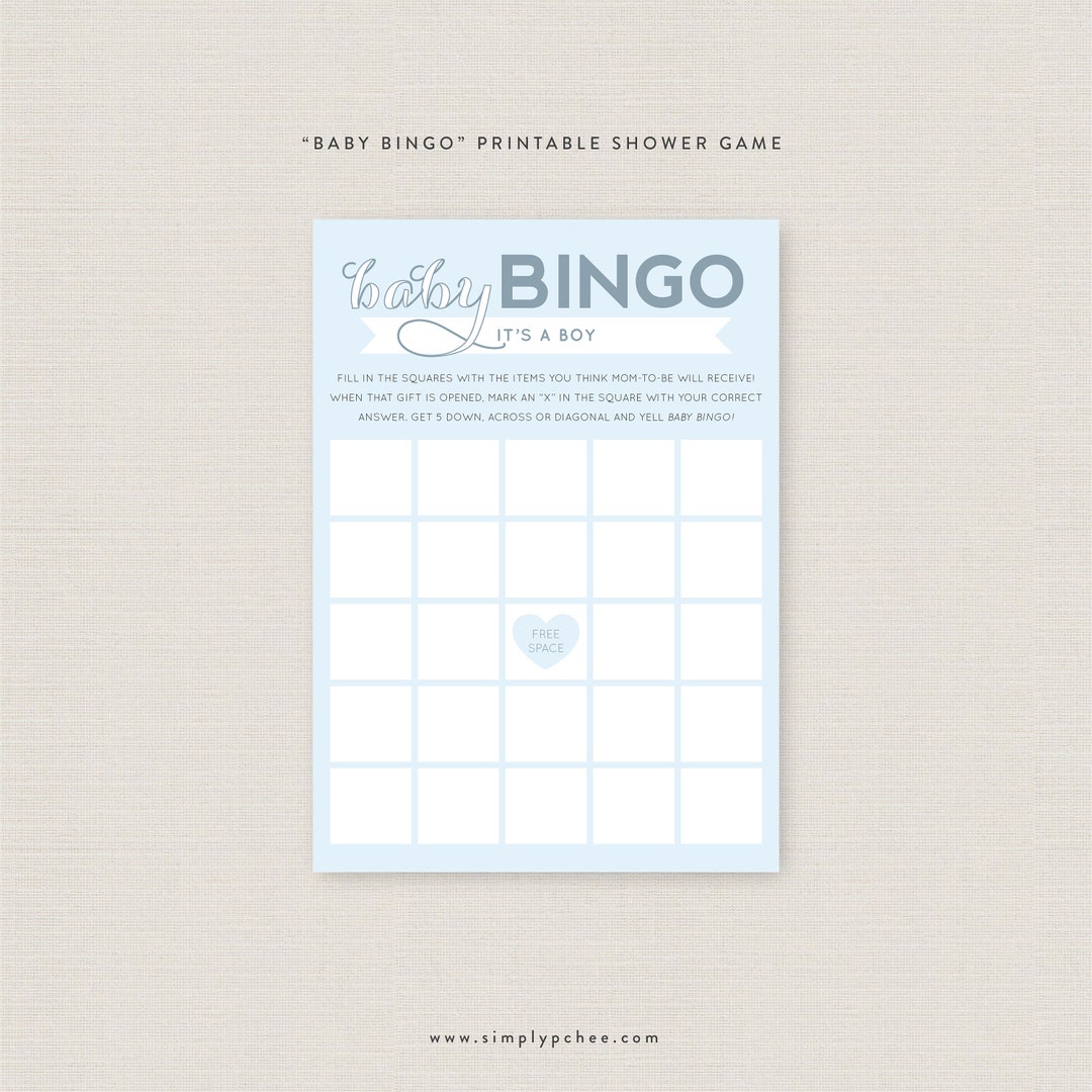 Baby Bingo // Baby Shower // It's a Boy // Baby Shower Game // Blue ...