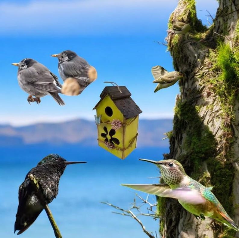 Sturdy Wooden Hanging Birdhouse – Multifunctional Protective Garden ...