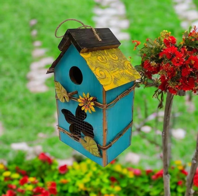 Sturdy Wooden Hanging Birdhouse – Multifunctional Protective Garden ...