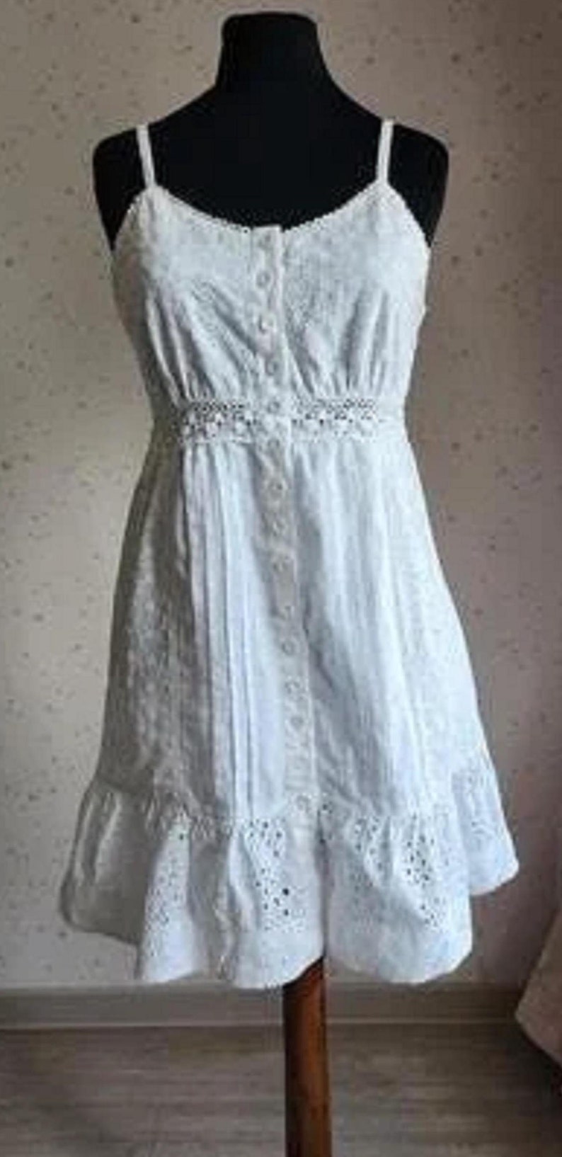 Romantic Look Kitten Style Stunning White Sundress Size M - Etsy