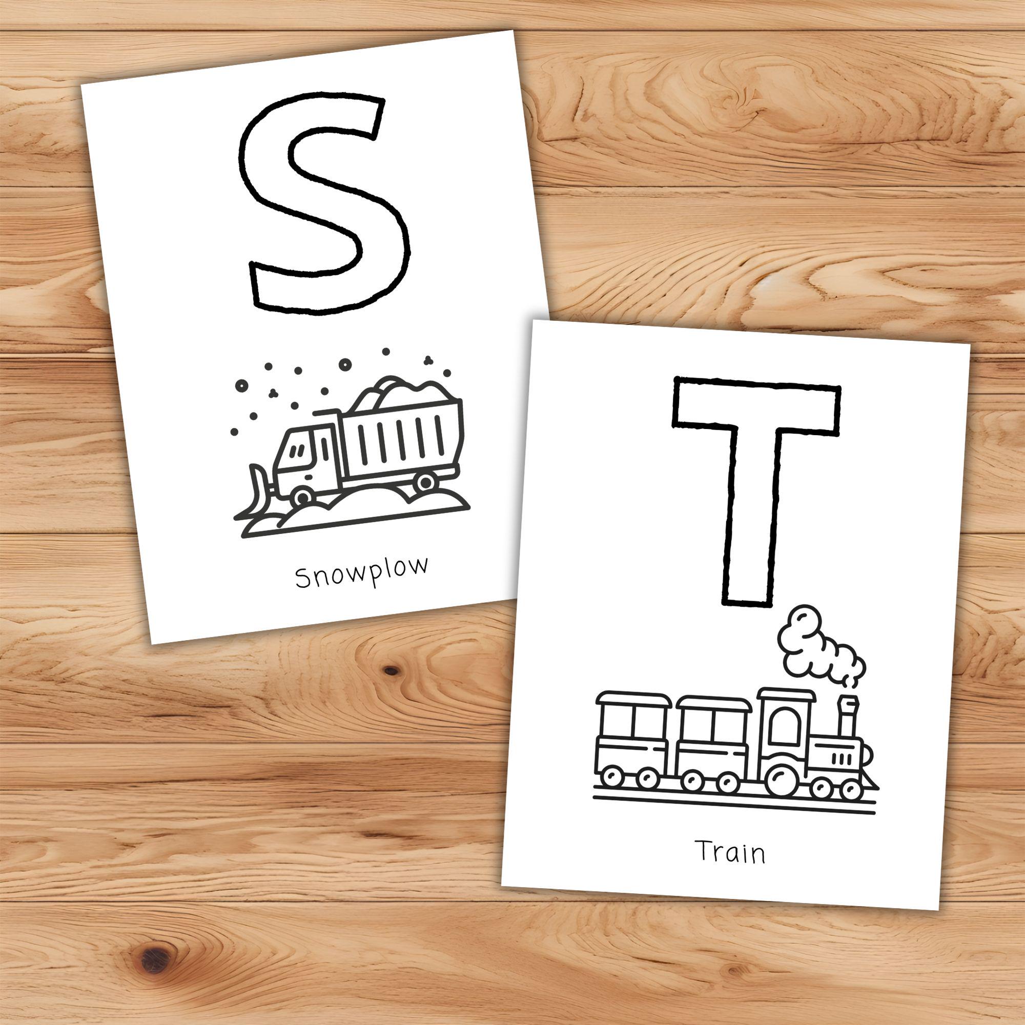 Vehicle Alphabet Coloring Pages: Preschool ABC Learning (digital ...