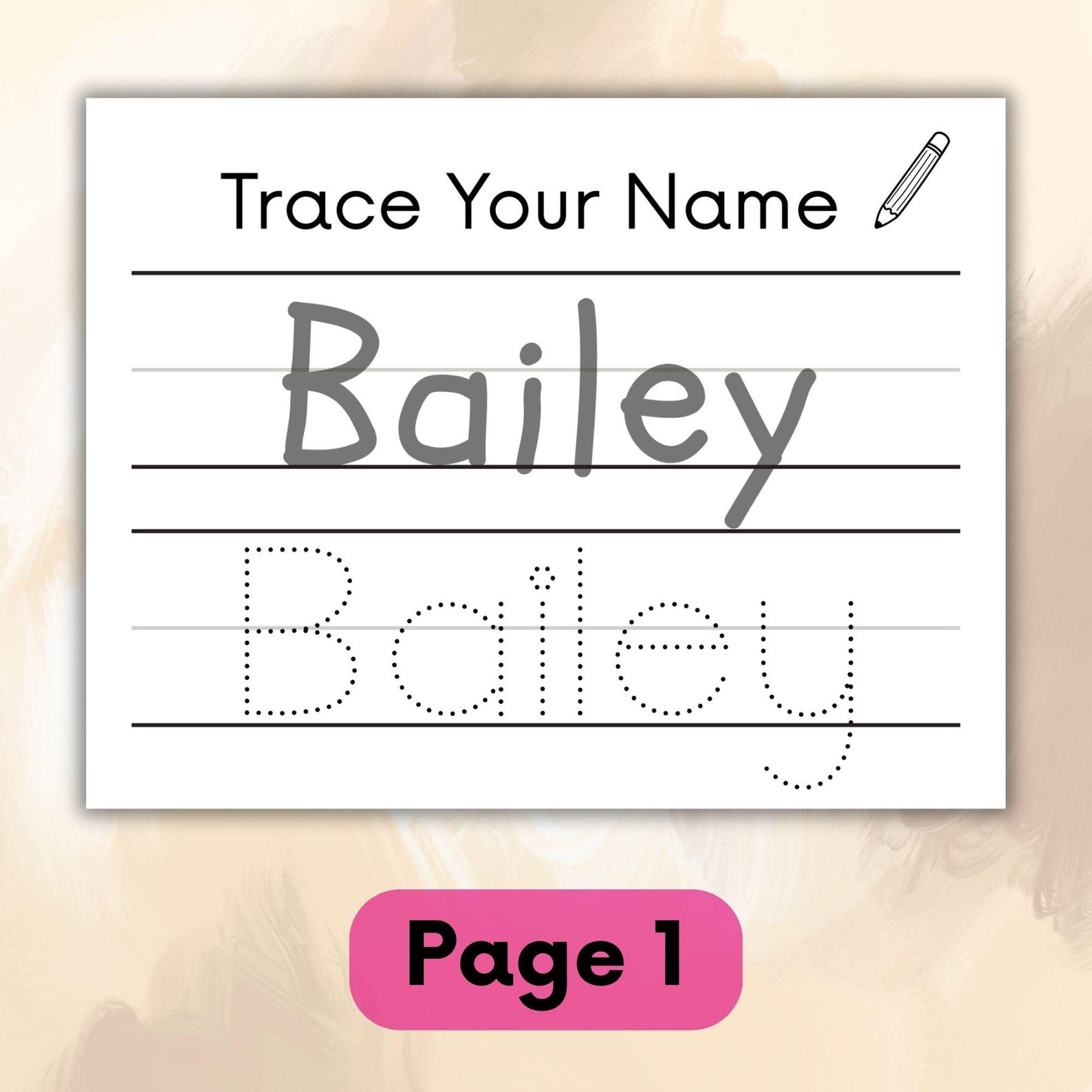 Name Tracing Sheets - Editable Canva Template - Personalized ...