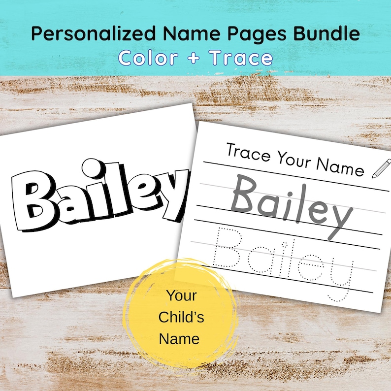 Personalized Name Tracing + Coloring Bundle - Preschool & Kindergarten ...