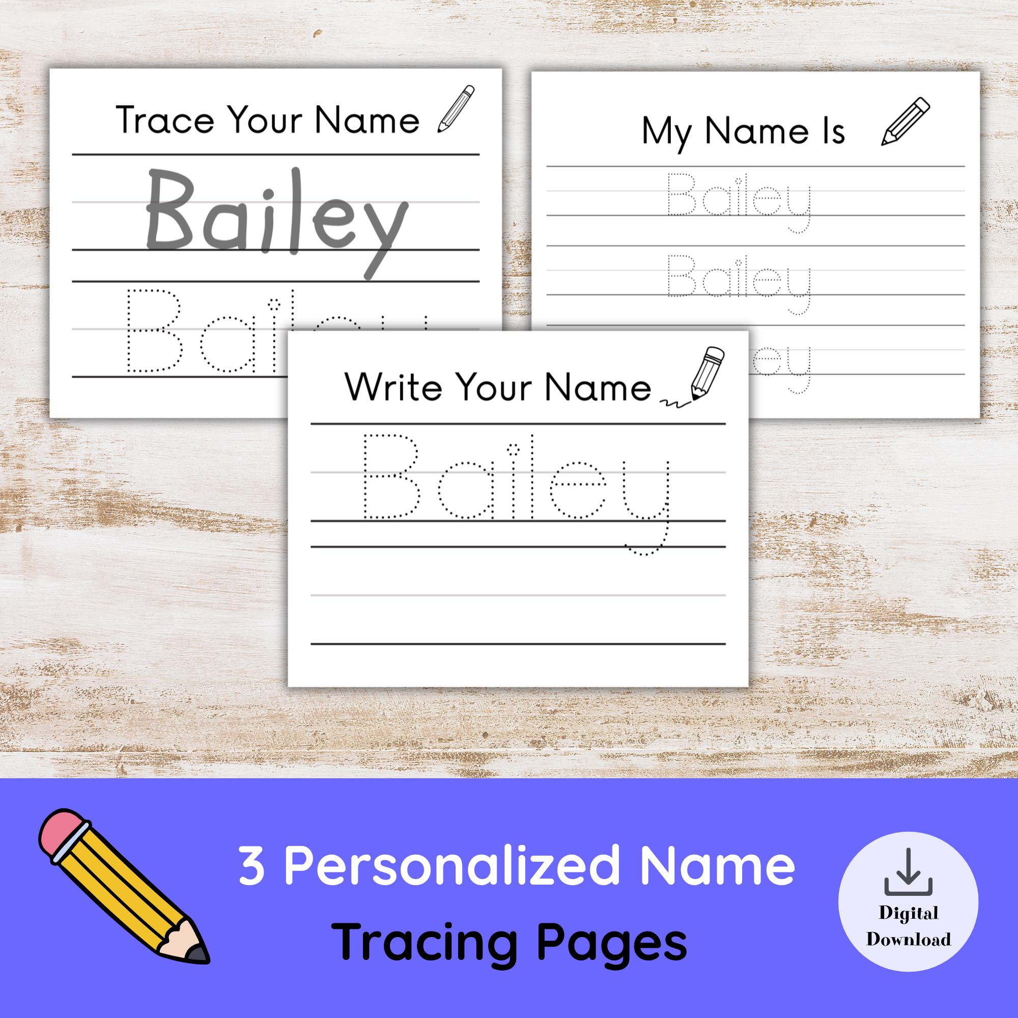 Personalized Name Tracing Sheet Bundle - Preschool & Kindergarten Name ...