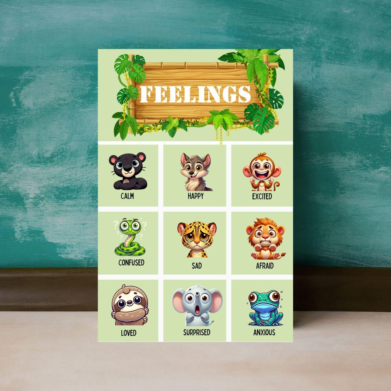 Jungle Animals Emotions Poster: SEL Preschool Printable (digital ...