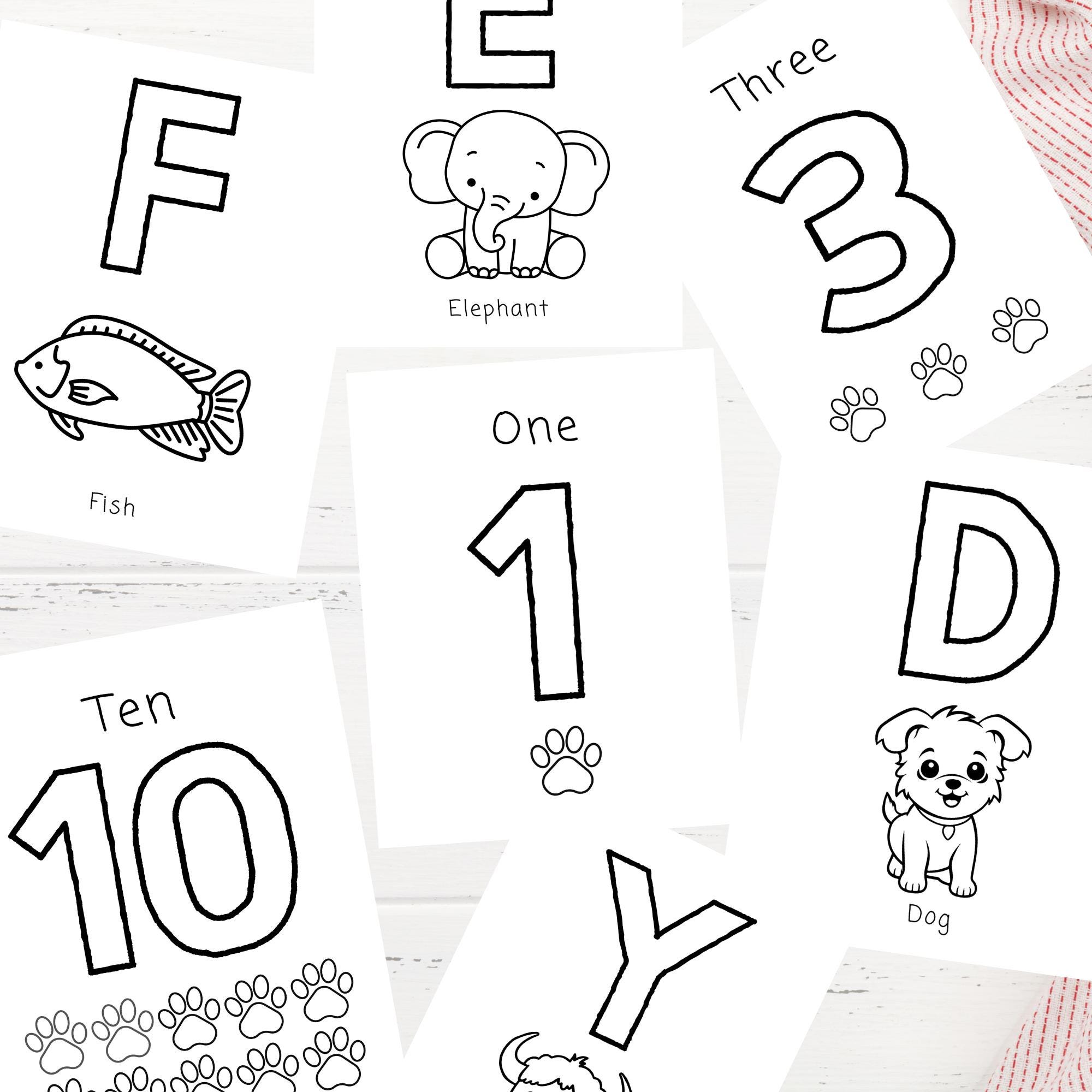 Alphabet Number Coloring Pages: Learning Activity Bundle (digital ...