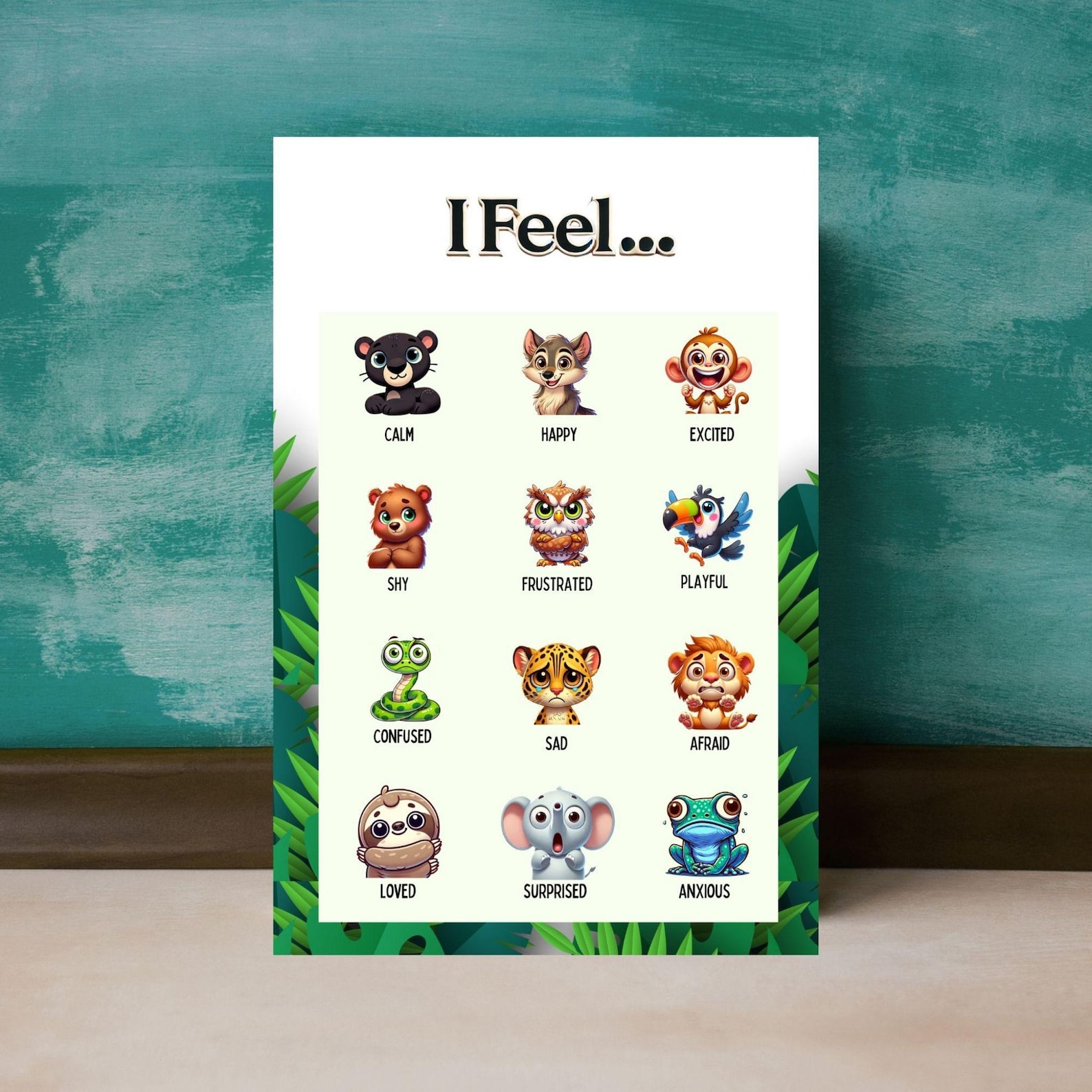 Jungle Animals Emotions Poster: SEL Preschool Printable (digital ...