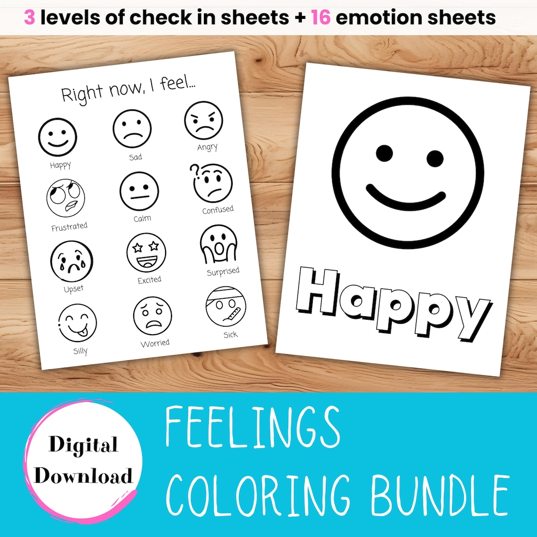 Feelings Coloring Book: Toddler Emotion Learning (printable PDF) - Etsy