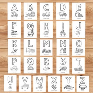 Vehicle Alphabet Coloring Pages: Preschool ABC Learning (digital ...