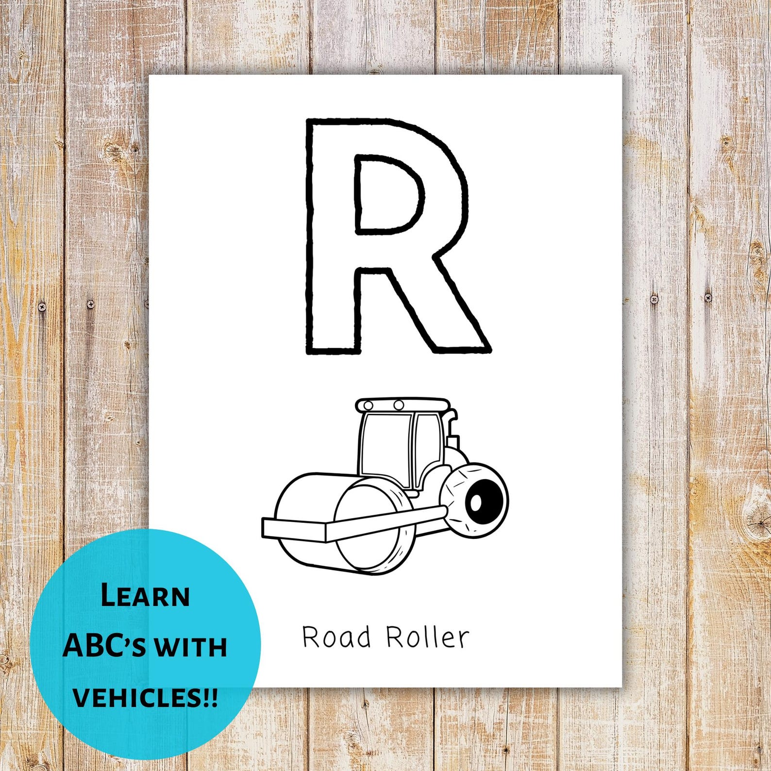 Vehicle Alphabet Coloring Pages: Preschool ABC Learning (digital ...