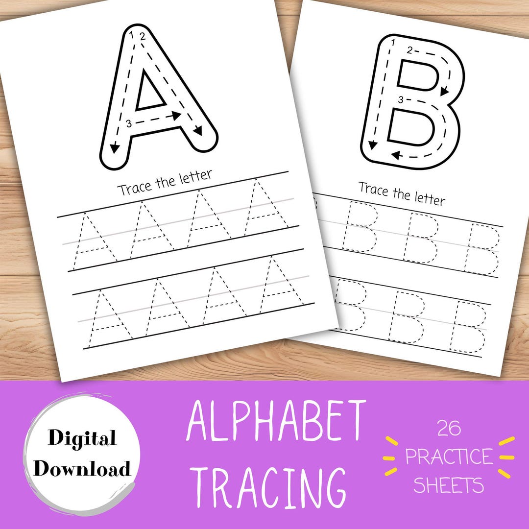 ABC Tracing Worksheets: Prek Handwriting Practice (digital Download) - Etsy
