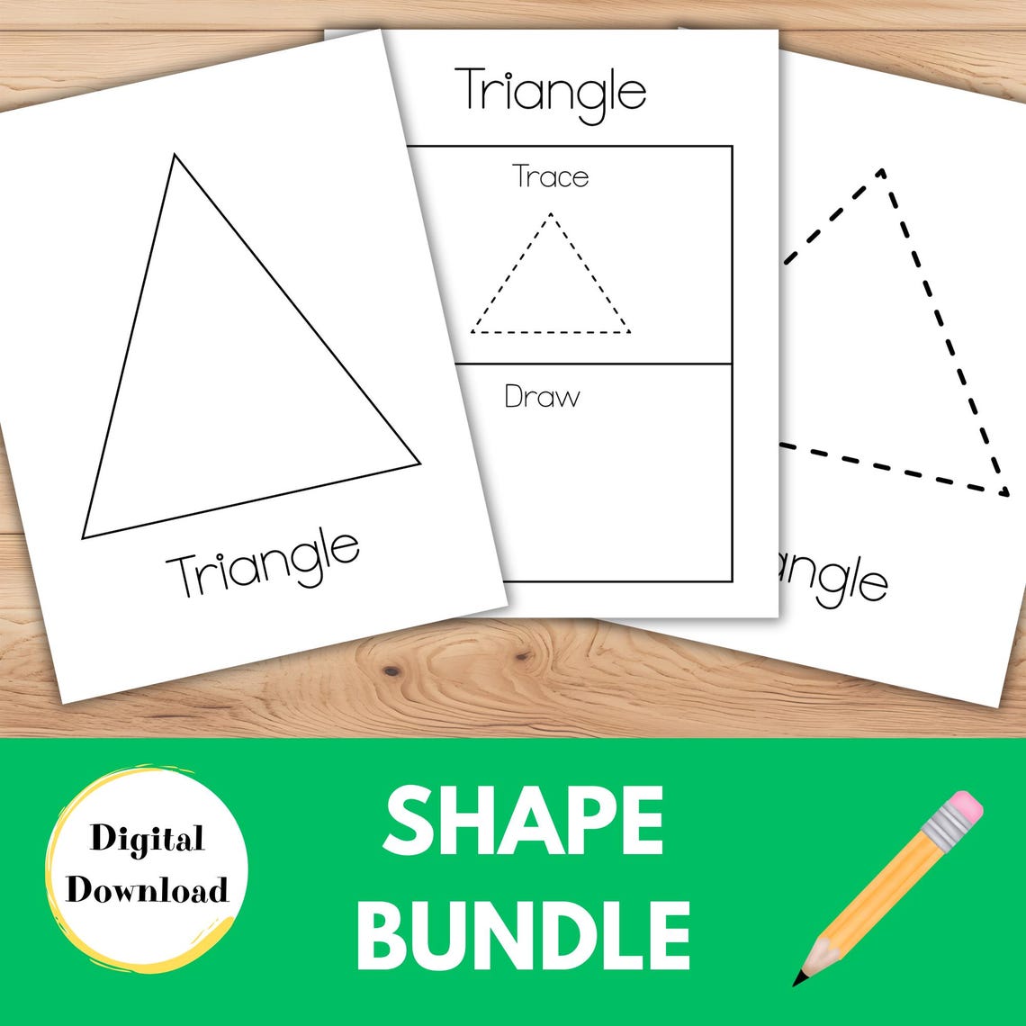 2D Geometric Shape Tracing Worksheets Bundle, Fine Motor Skills ...