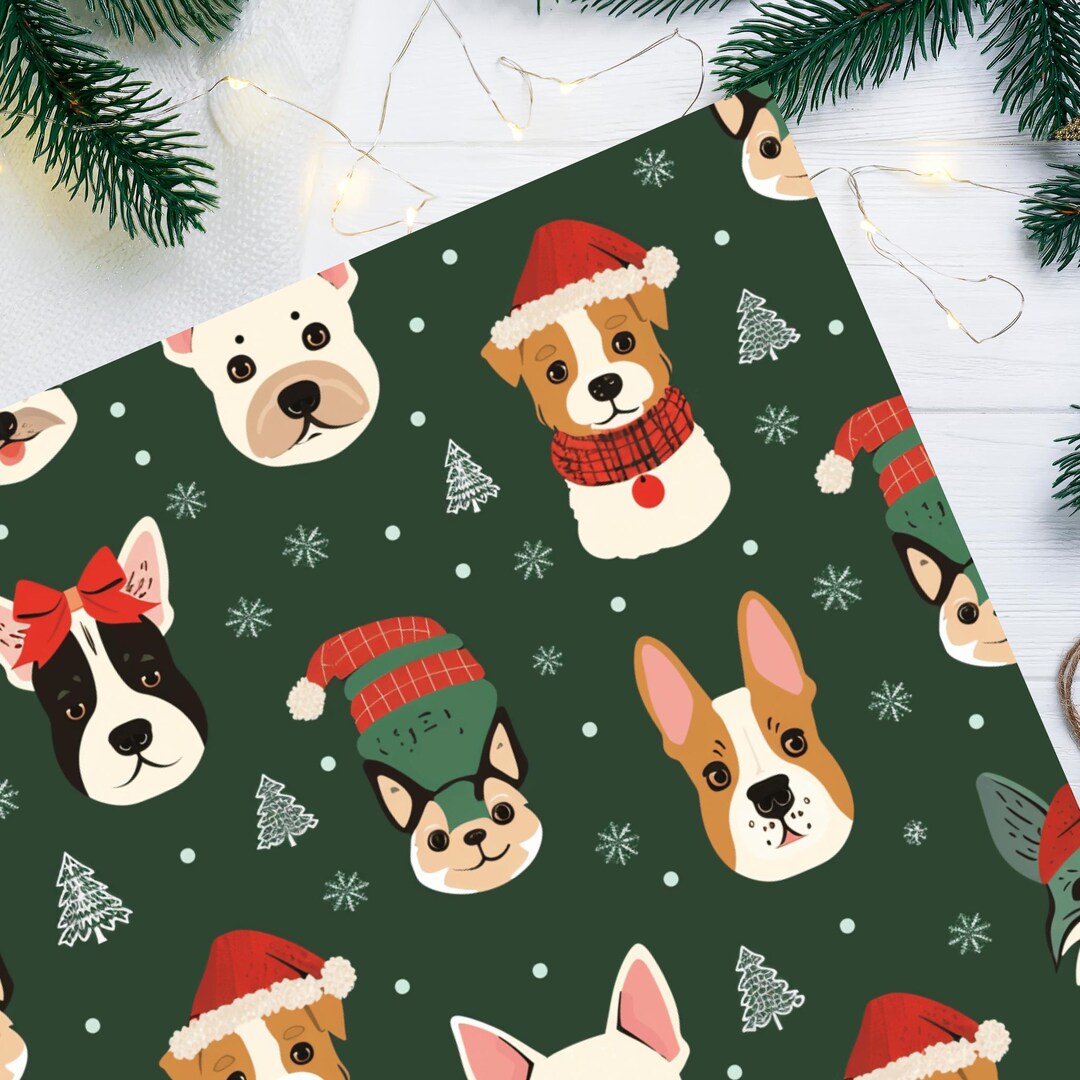 Gift Wrap Papers, Dog Christmas Wrapping Paper, Cute Pups, Dog Lovers ...