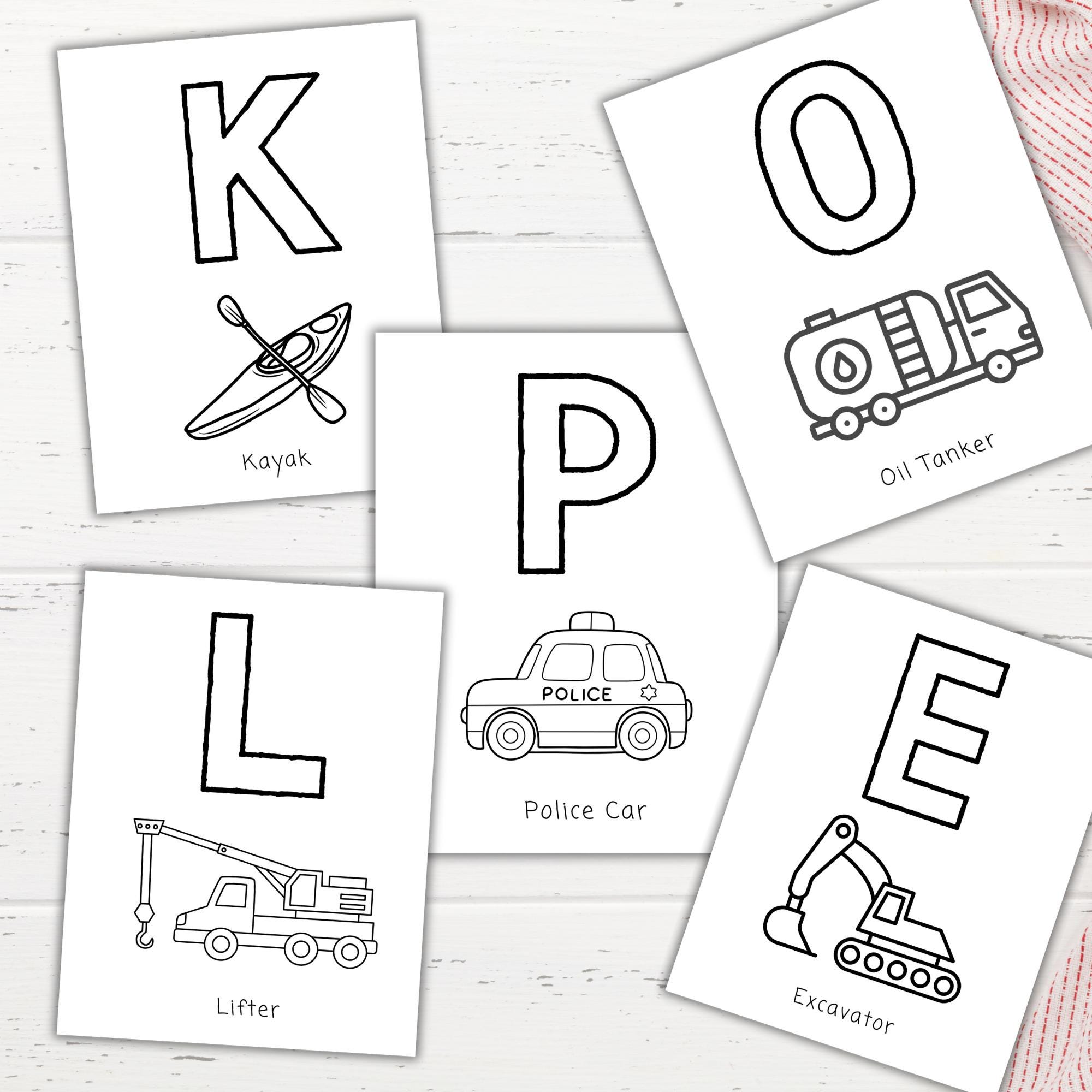 Vehicle Alphabet Coloring Pages: Preschool ABC Learning (digital ...