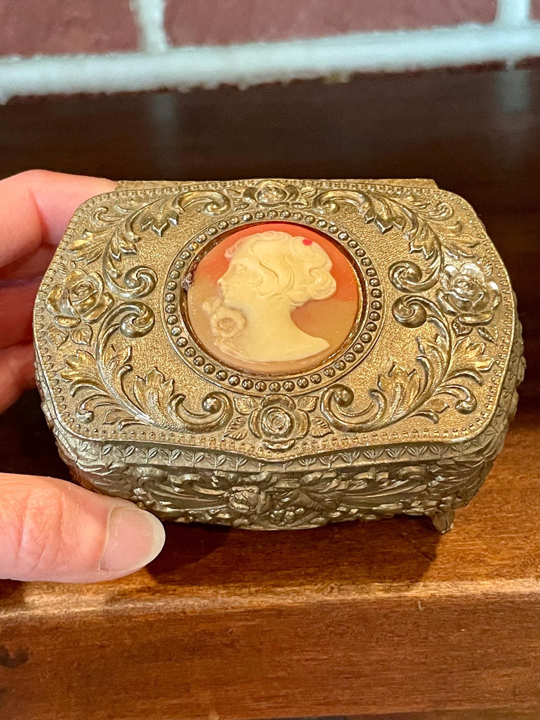 Metal Trinket Box With Cameo Lid - Etsy