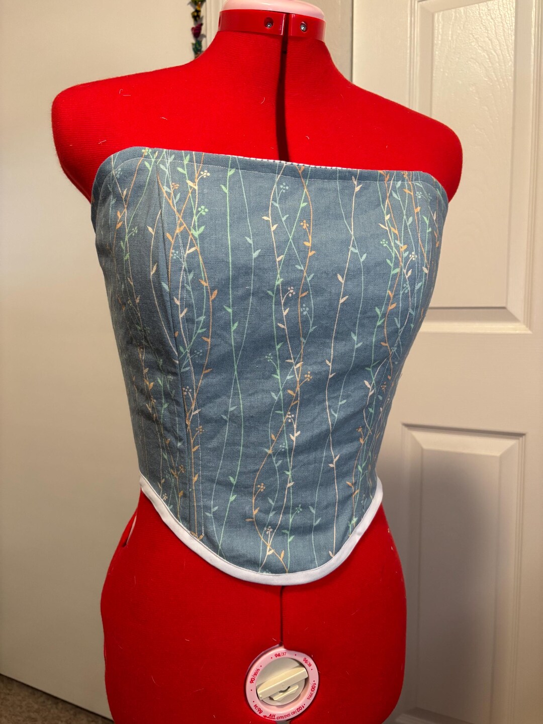 Reversible Strapless Blue Corset Top, Striped Corset Top, Back Lace-up ...