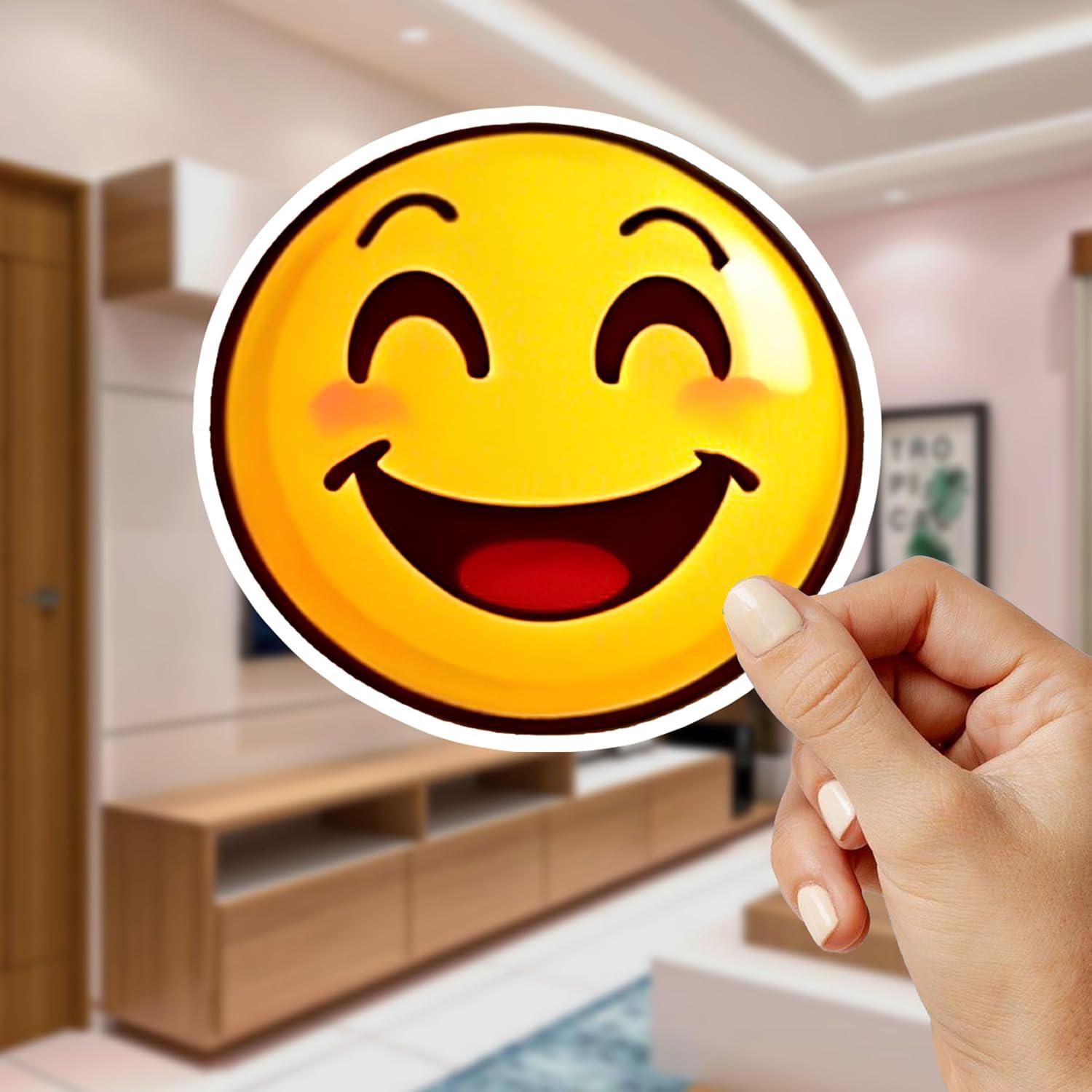 Funny Smile Face Yellow Smiley Sticker Vinyl Waterproof Decals Pack of ...