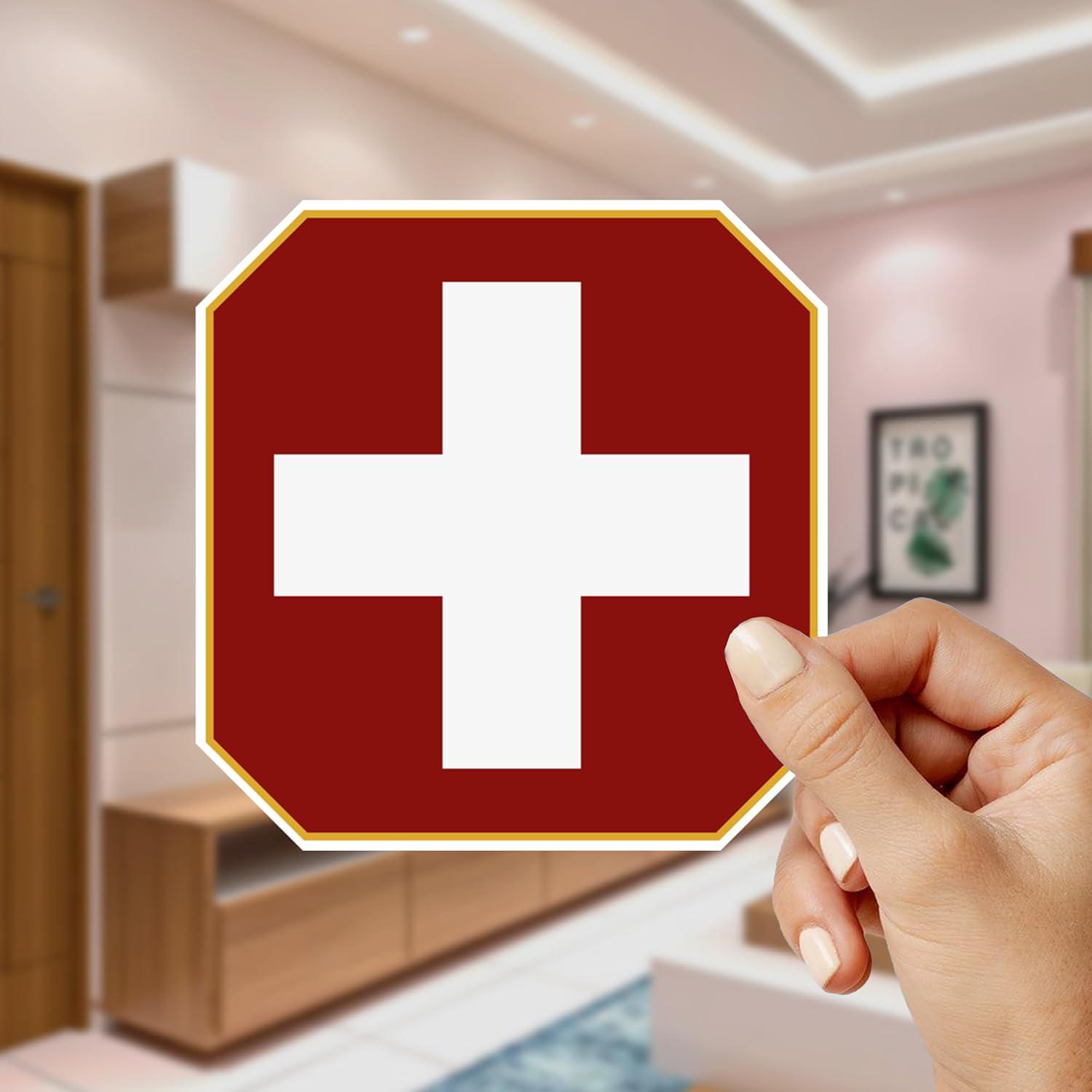 First Aid Kit Sign Sticker Light Reflective Vinyl Decal Medical Cross ...