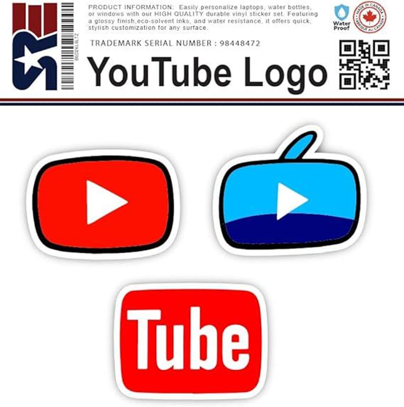 Youtube Social Media Logo Stickers Pack of 3, for Car Truck Laptop ...