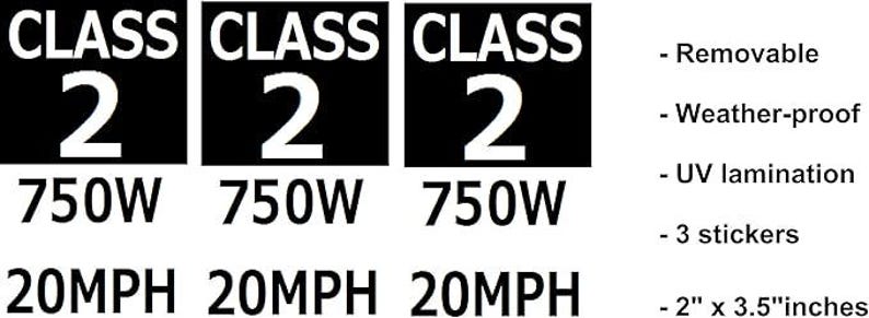 Electric Bicycle Frame (3 Stickers a Pack) Class Identification ...