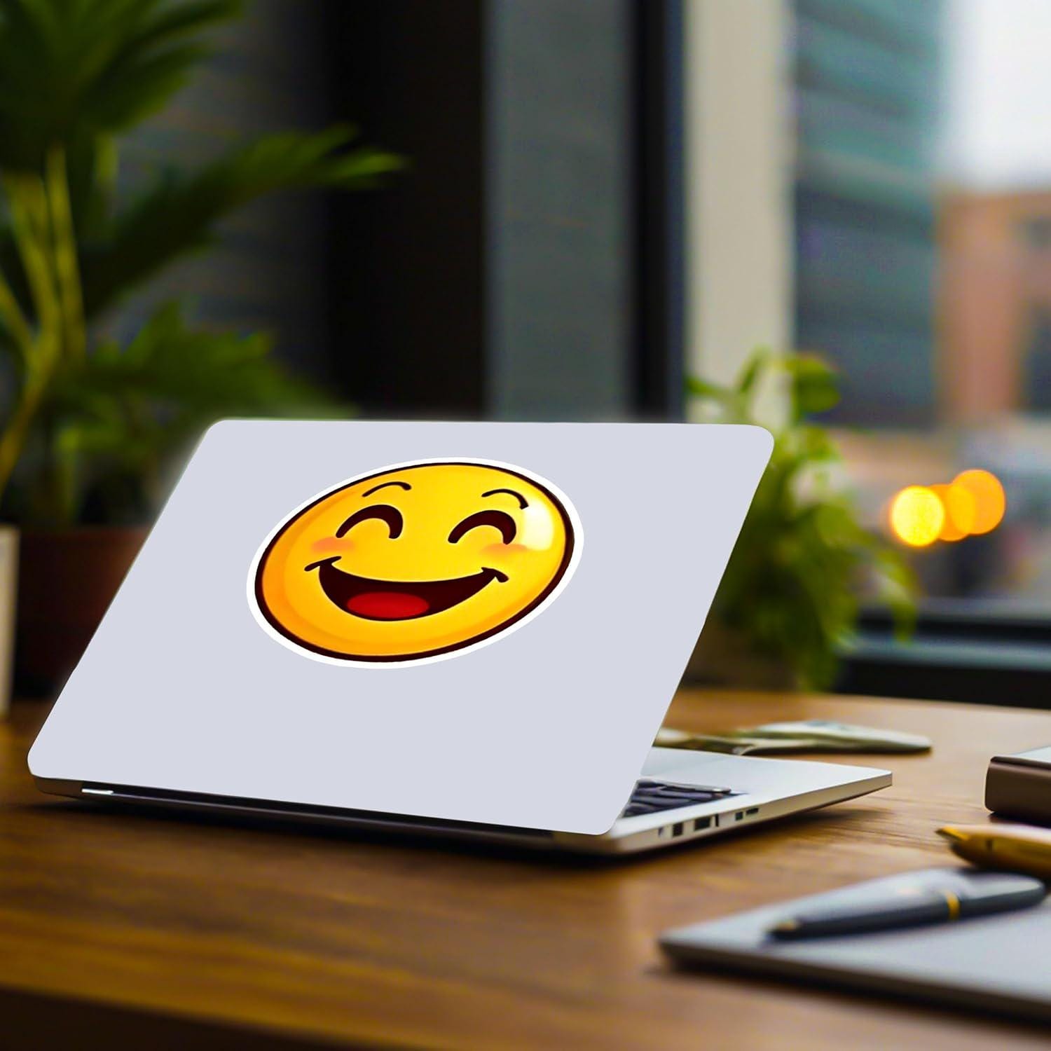 Funny Smile Face Yellow Smiley Sticker Vinyl Waterproof Decals Pack of ...