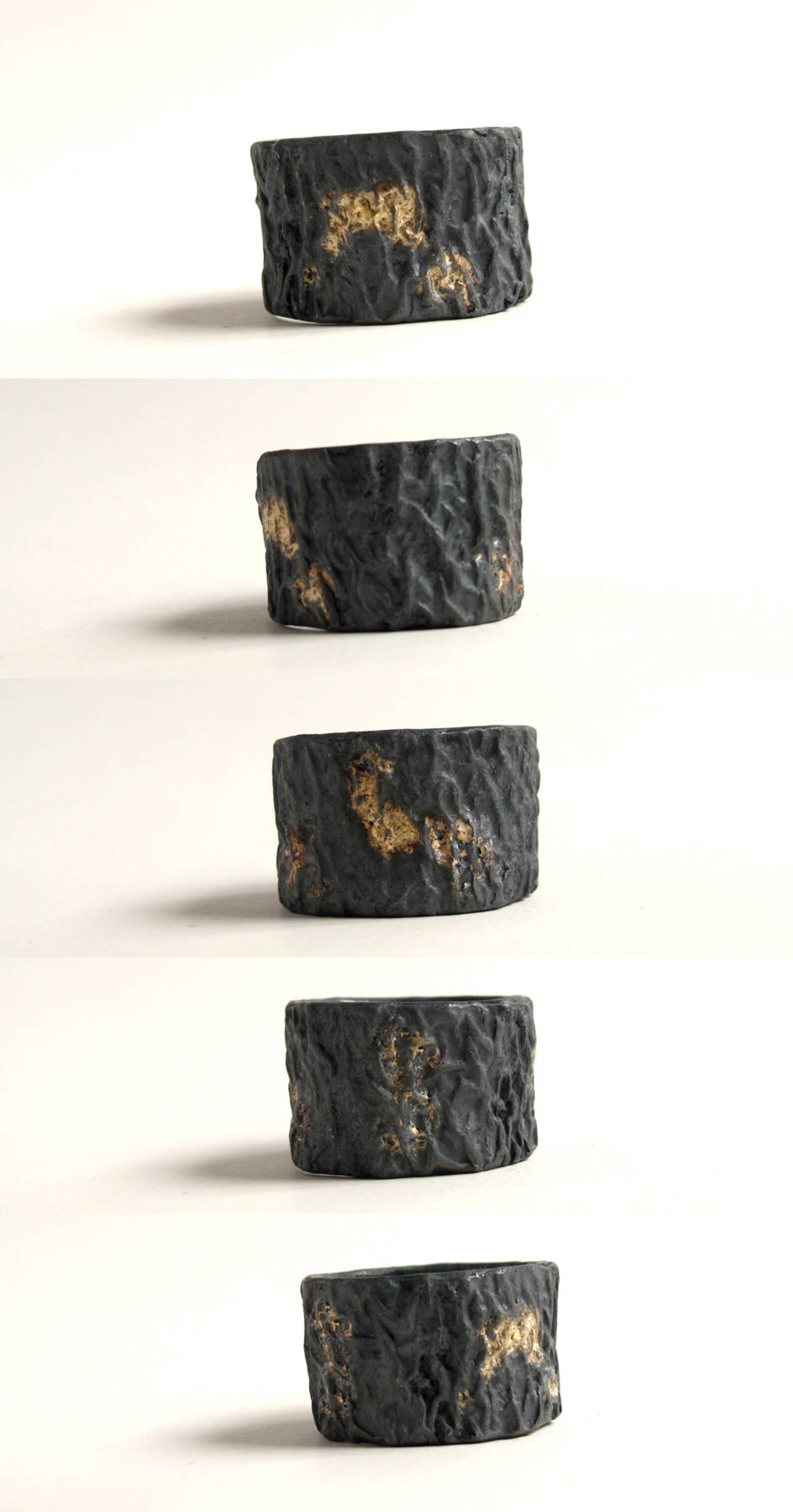Gold and Silver Texture Ring Oxidized Silver With 18kt Gold Powder Us ...