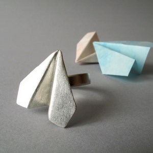 Origami Airplane Ring Silver Airplane Ring Origami Plane Jewelry - Etsy